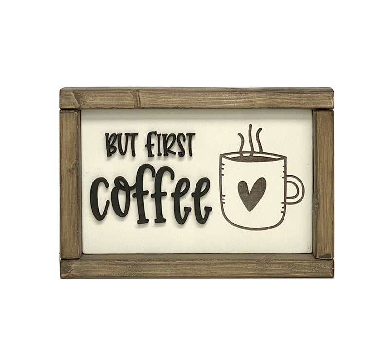 But First Coffee Wood Sign - Handcrafted Kitchen Wall Decor | SKO Designs
