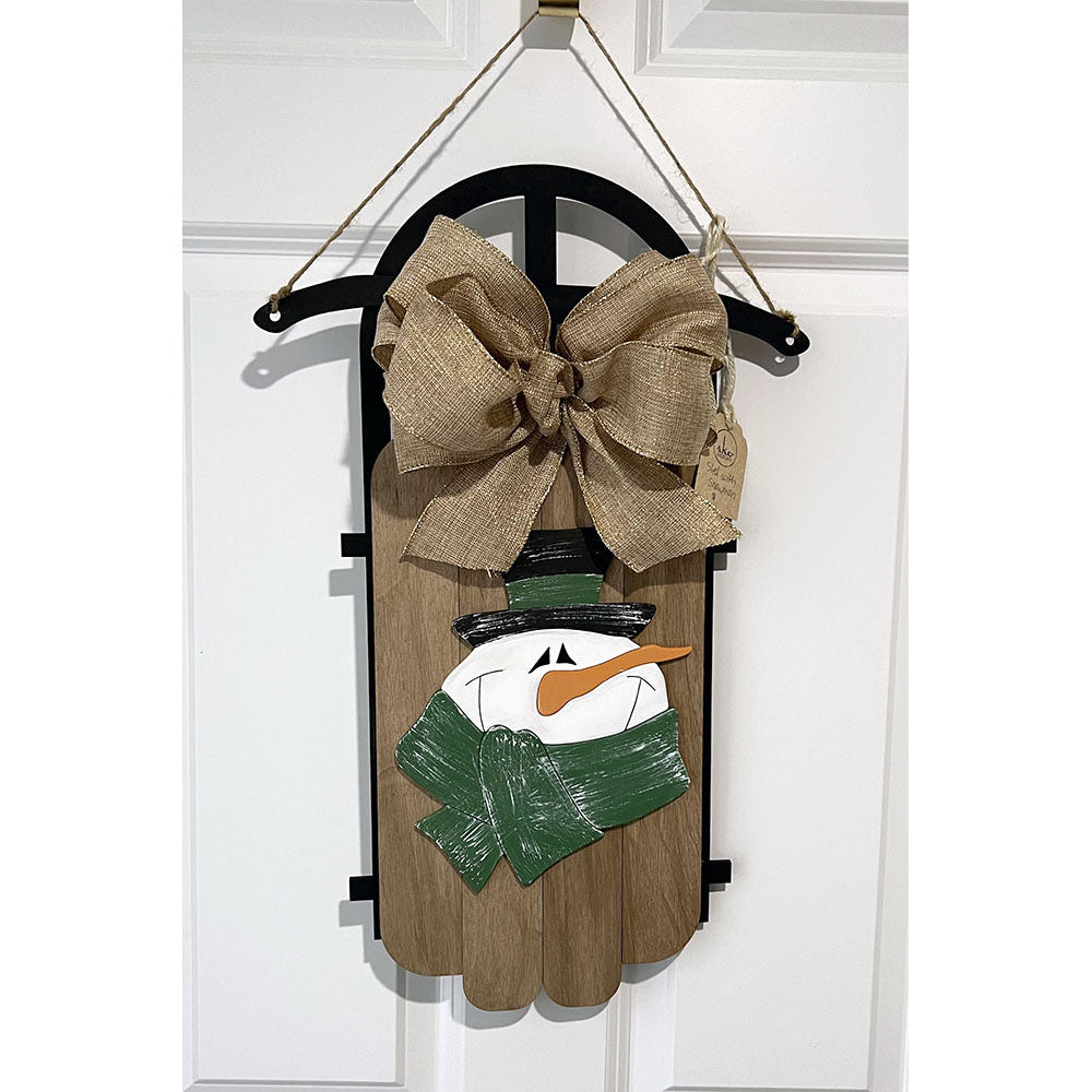 Handcrafted Winter Sled with Snowman - Oxford Brown Holiday Decor | SKO ...