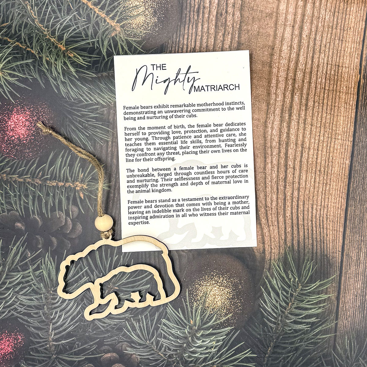 Mama Bear Storyteller Ornament - Handcrafted Birch Wood Christmas Decor ...